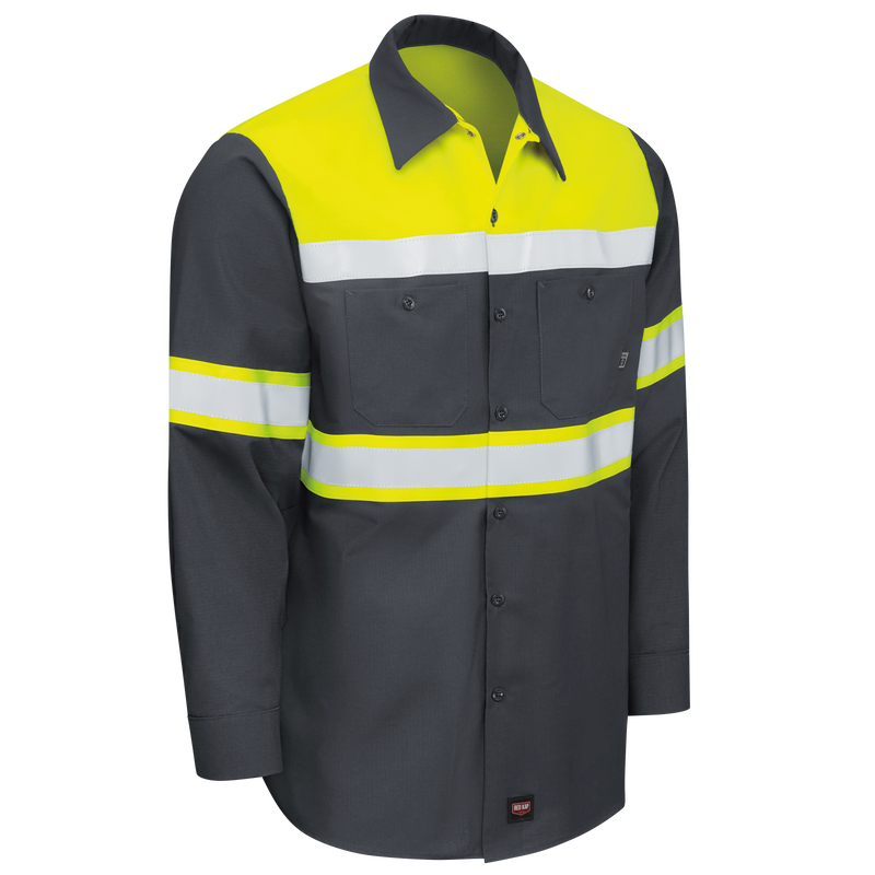 Hi-Visibility Long Sleeve Color Block Ripstop Work Shirt - Type O ...